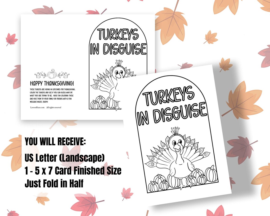 Thanksgiving Coloring Card Printable for Thanksgiving Craft Fun Cute ...