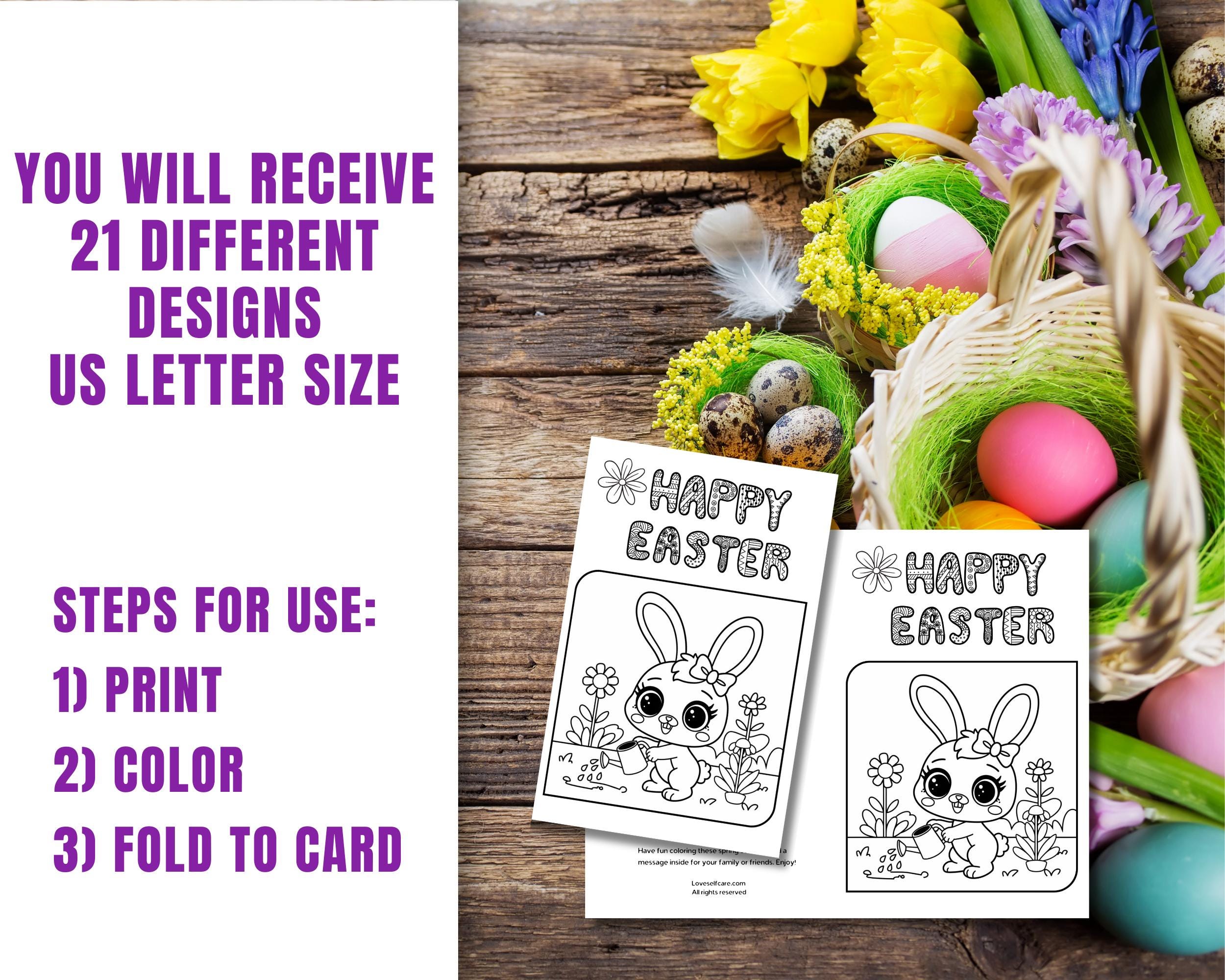 Easter Coloring Cards Printable Coloring Cards Spring Activity Sunday ...