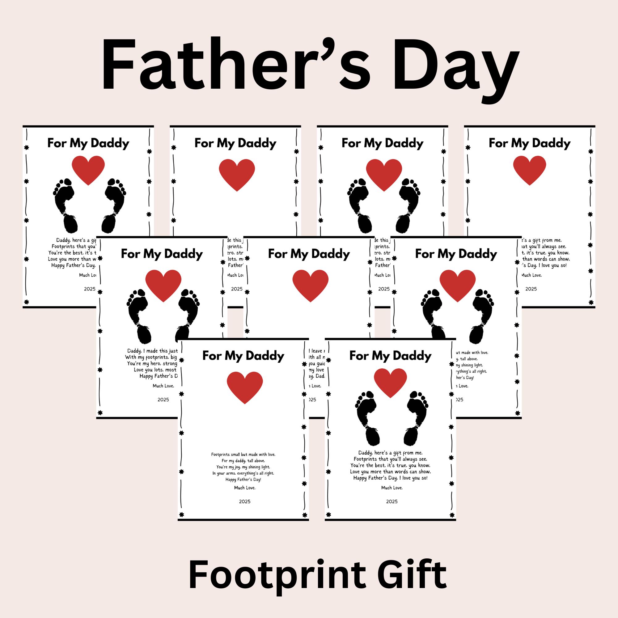 Father's Day Footprint Printable Craft DIY Fathers Day Card Gift for ...