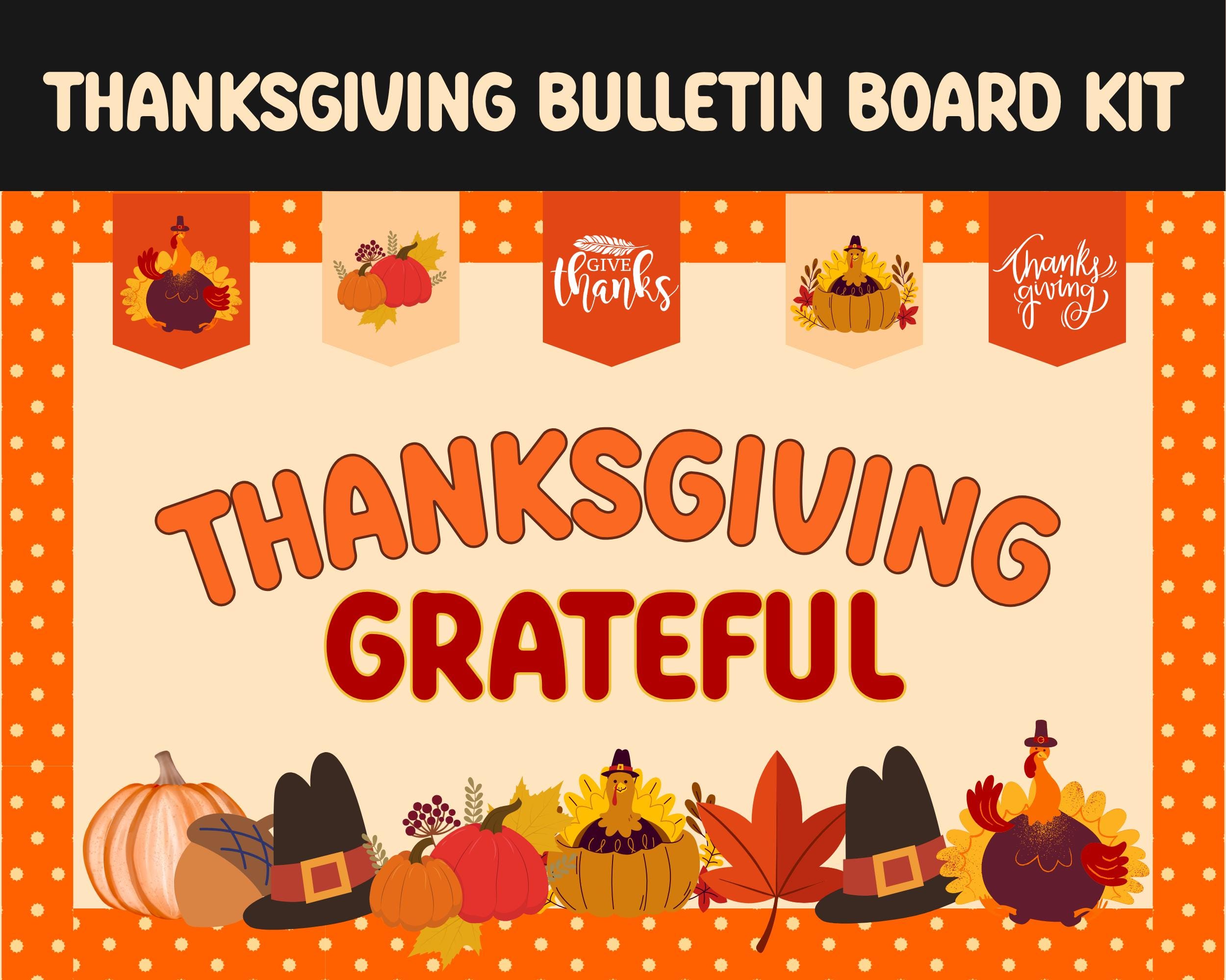 Thanksgiving Bulletin Board Kit, Fall Bulletin Boards, Classroom Decor ...