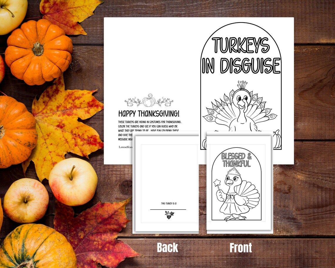 Thanksgiving Coloring Card Printable for Thanksgiving Craft Fun Cute ...