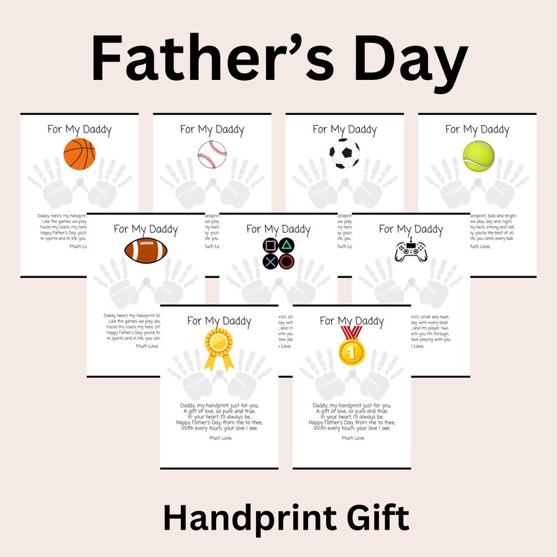 Printable Father's Day Craft, Father's Day Handprint Craft, Handprint ...