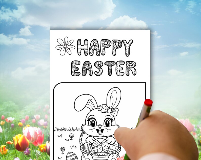 Easter Coloring Cards Printable Coloring Cards Spring Activity Sunday ...