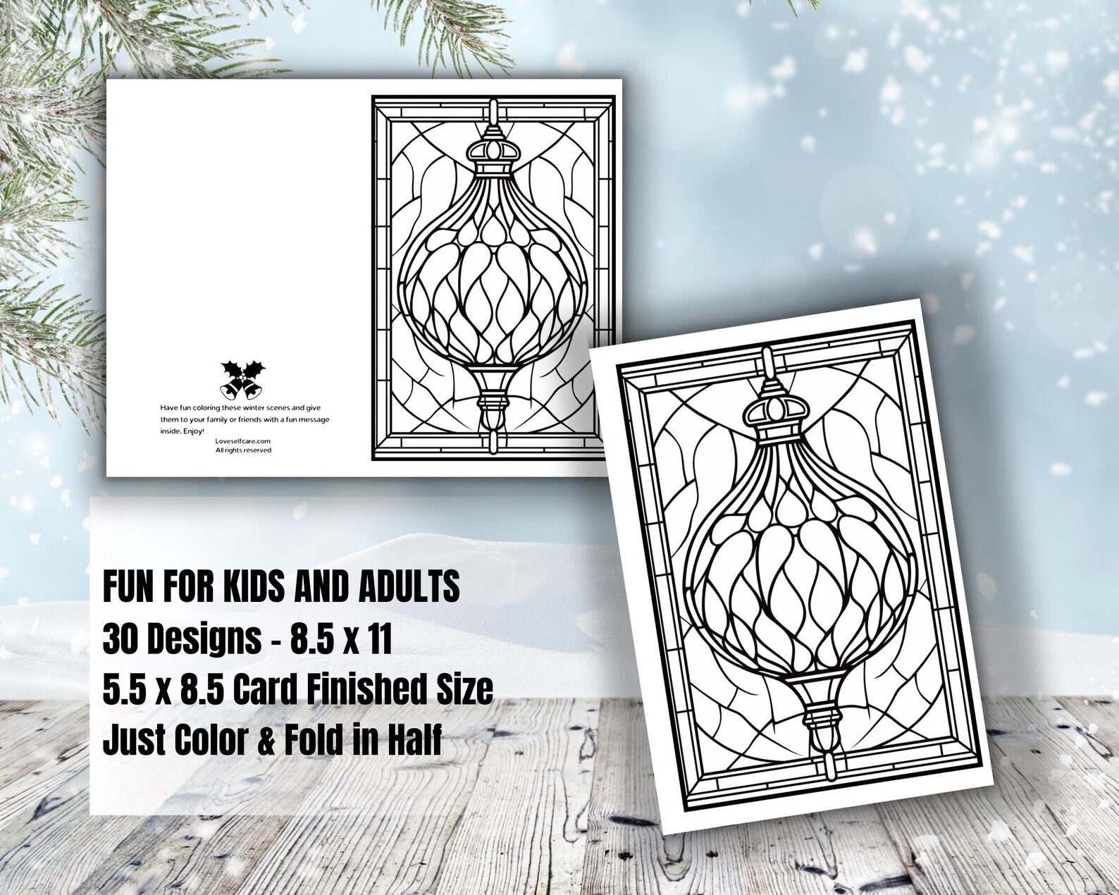 Christmas Coloring Cards Printable Coloring Cards Winter Activity ...