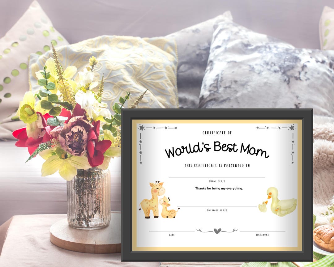 Mother's Day Certificate Best Mom Certificate World's Best Mom Award ...