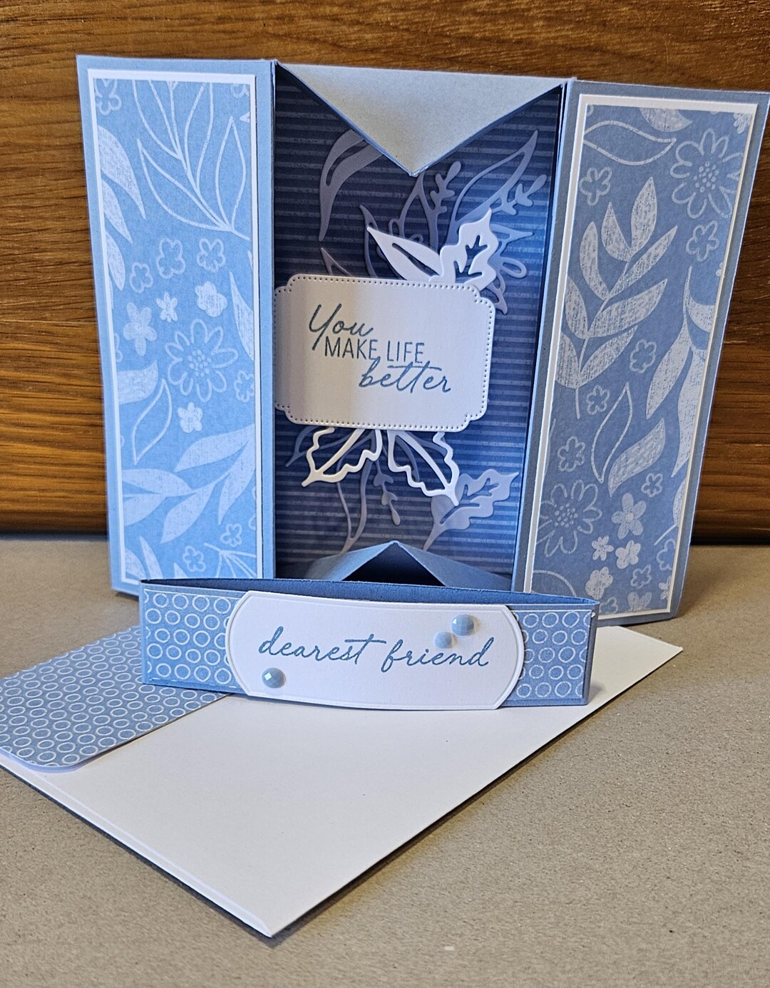 Fold Flat Pop-up Box Card "dearest Friend" Floral With Matching ...