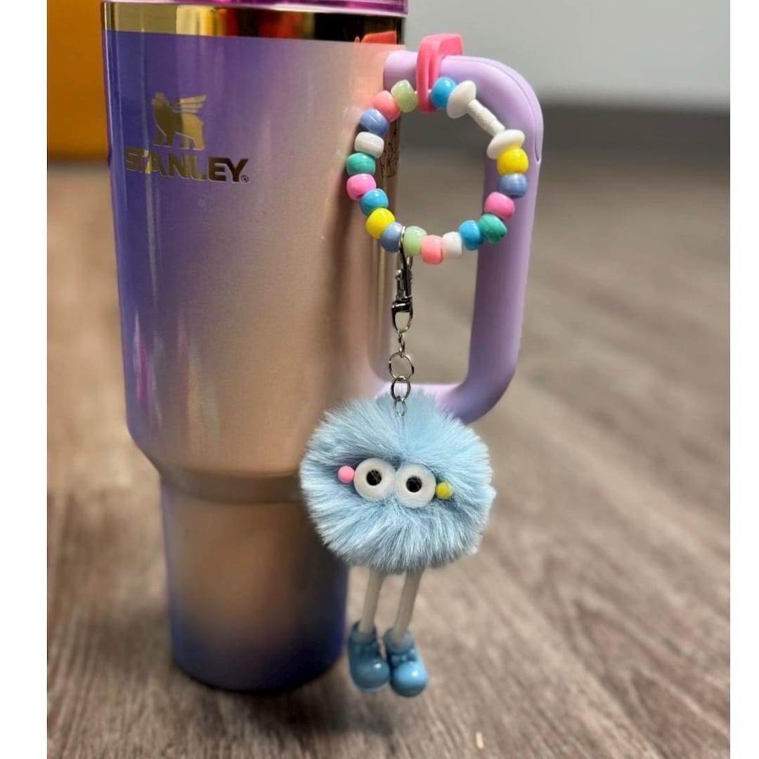 Fluffy Monster Baby Blue Cup Handle Charm or Keychain - Etsy