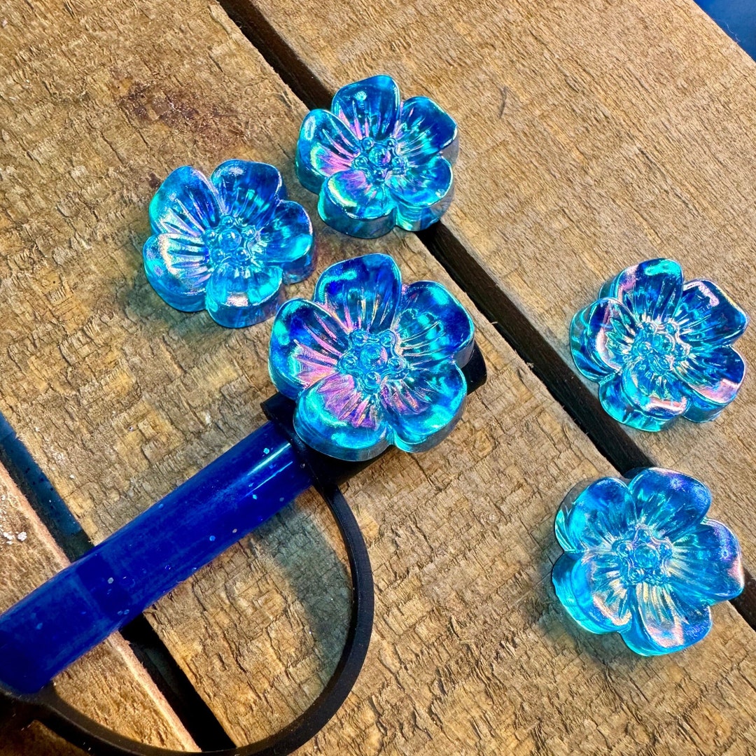 Aqua Oil Slick Flower Straw Cap - Etsy