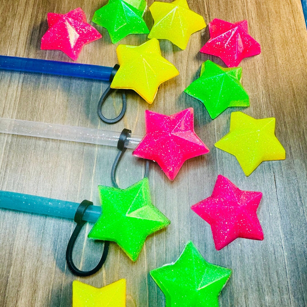 Neon Glitter Star Straw Cap 4 Colors to Choose From - Etsy