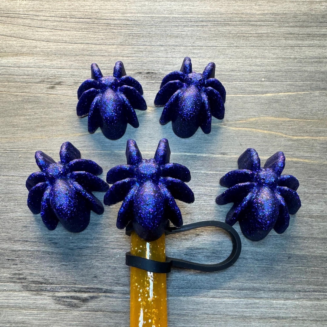 Purple Glitter Spider Straw Cap - Etsy
