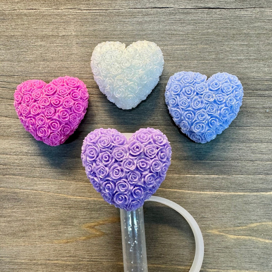 Rose Heart Straw Cap Topper 4 Colors to Choose From - Etsy