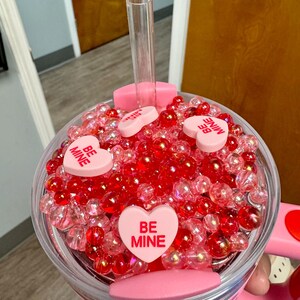 Be Mine Pink Heart Bubble Cup Topper - Etsy