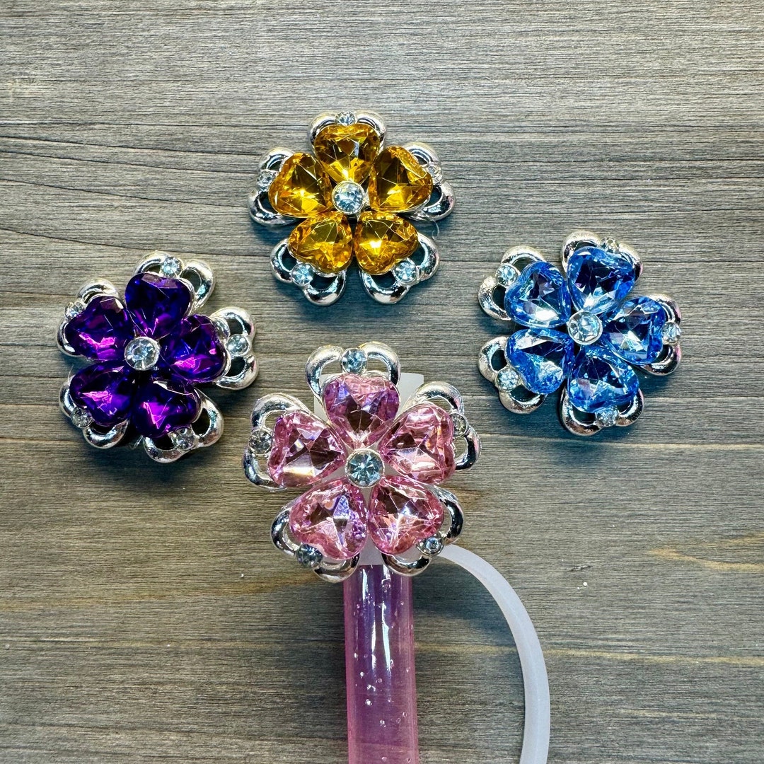 Jewel Flower Straw Cap 3 Colors to Choose From - Etsy