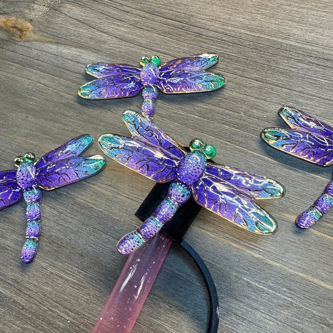 Dragonfly Straw Cap Topper Green and Purple - Etsy