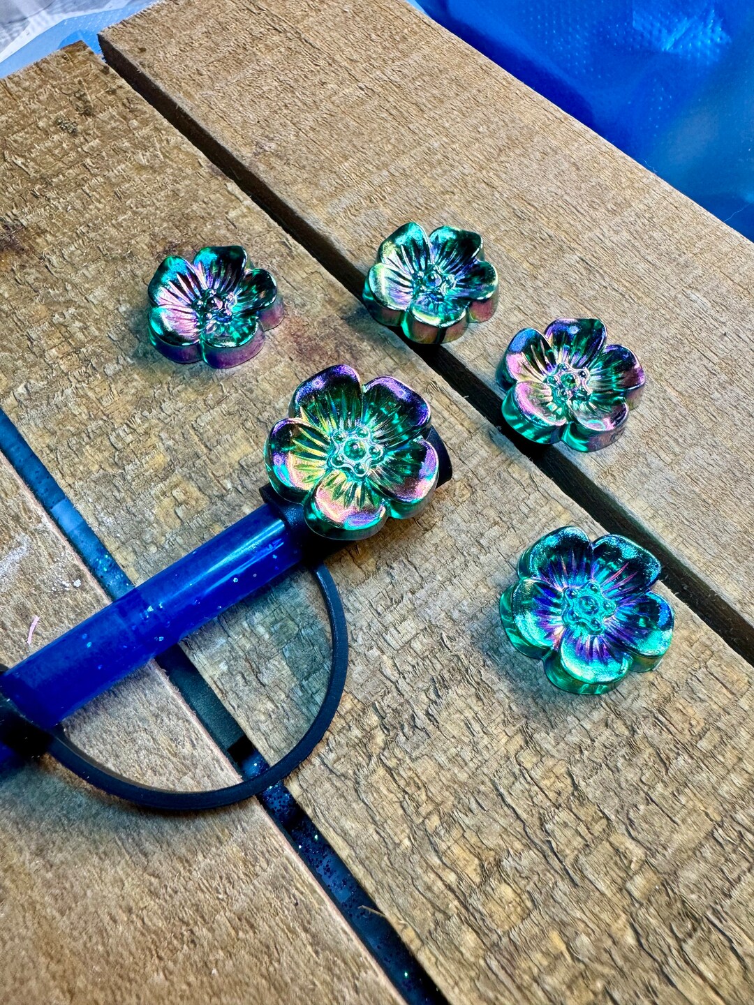 Rainbow Oil Slick Flower Straw Cap - Etsy