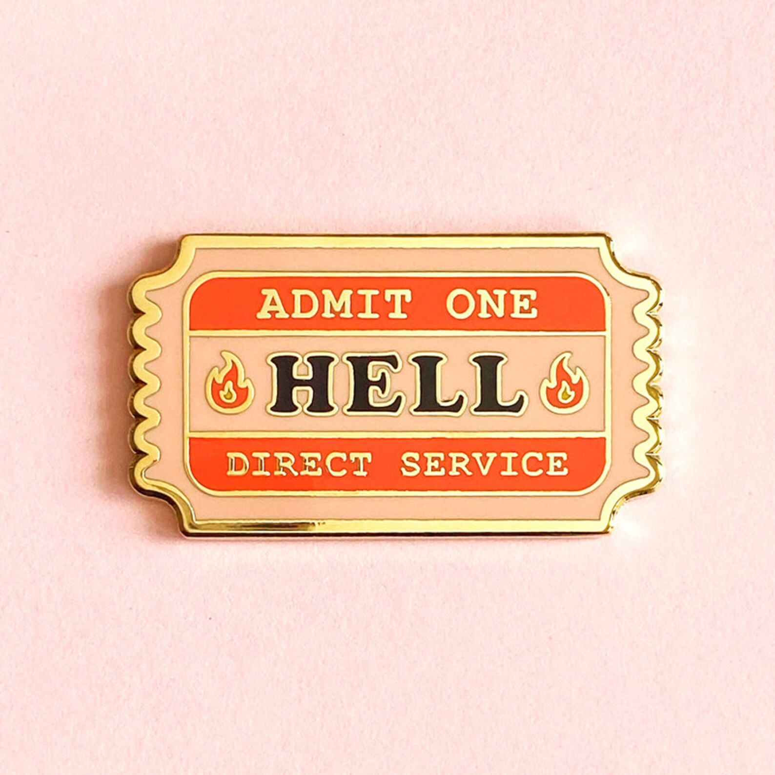 Ticket to Hell Hard Enamel Pin / Funny, Lapel Pin, Badge, Gold - Etsy