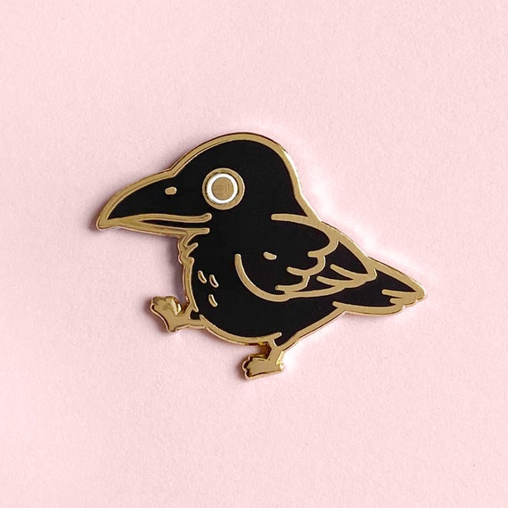 Chubby Crow Hard Enamel Pin / Raven Bird Lapel Pin Badge - Etsy