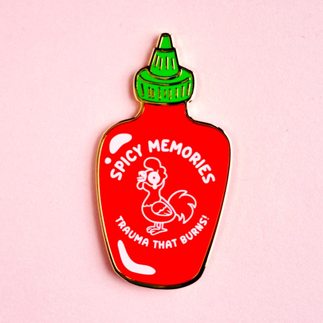 Spicy Memories Hard Enamel Pin / Hot Sauce Bottle, Rooster, Chicken ...