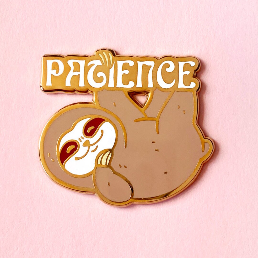 Patience Sloth Hard Enamel Pin / Lapel Pin, Badge, Gold - Etsy