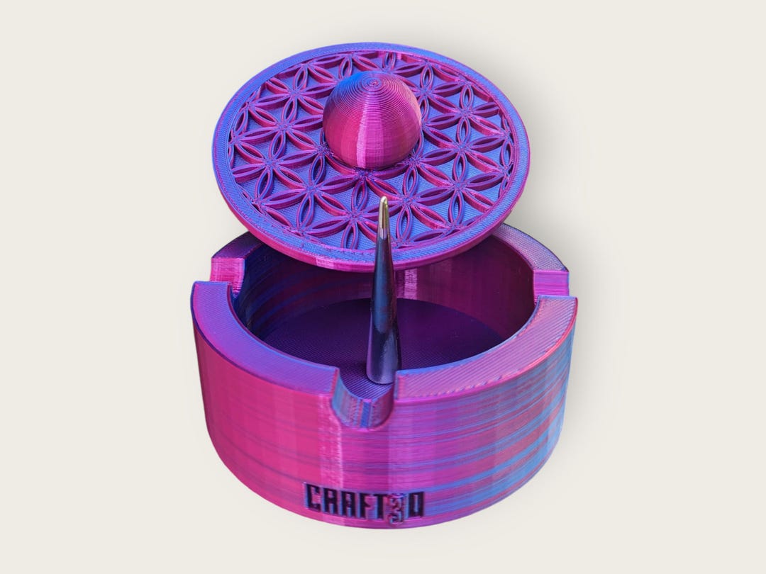 Ashtray With Poker and J Slots Large Seed of Life LID. Ash Remover From ...