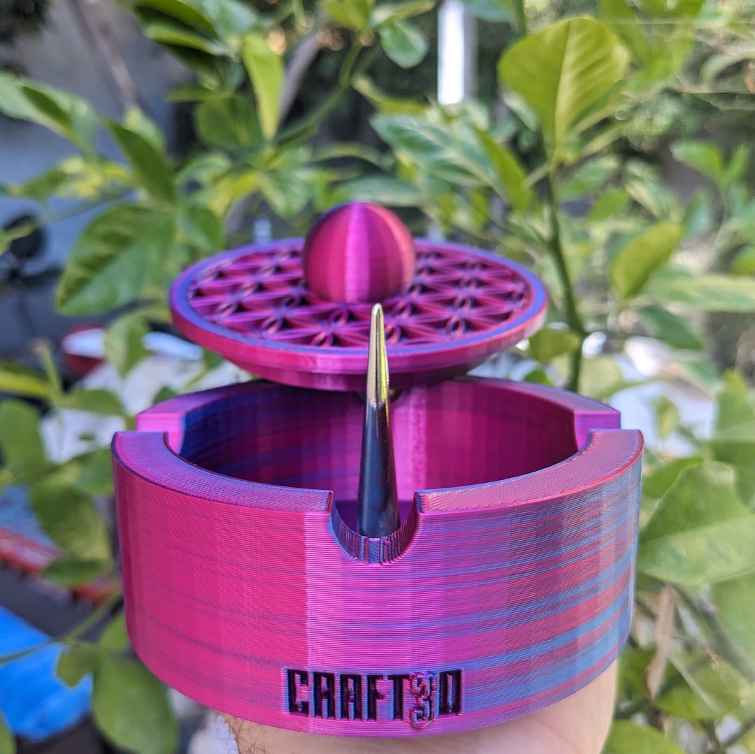 Ashtray With Poker and J Slots Large Seed of Life LID. Ash Remover From ...