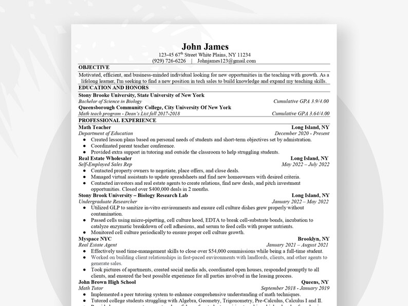 Resume Template and Cover Letter PRINTABLE ATS Friendly Clean Modern ...