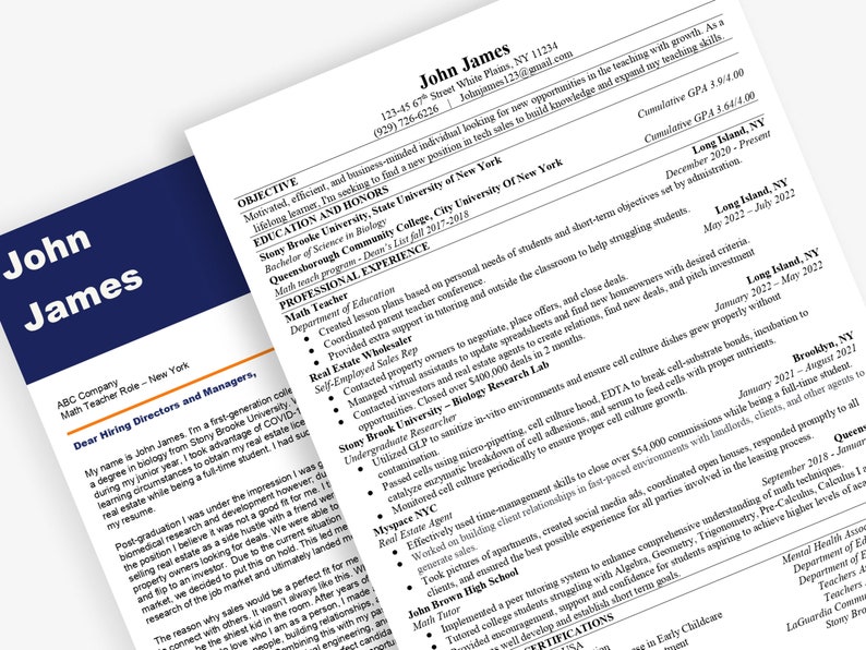 Resume Template and Cover Letter PRINTABLE ATS Friendly Clean Modern ...