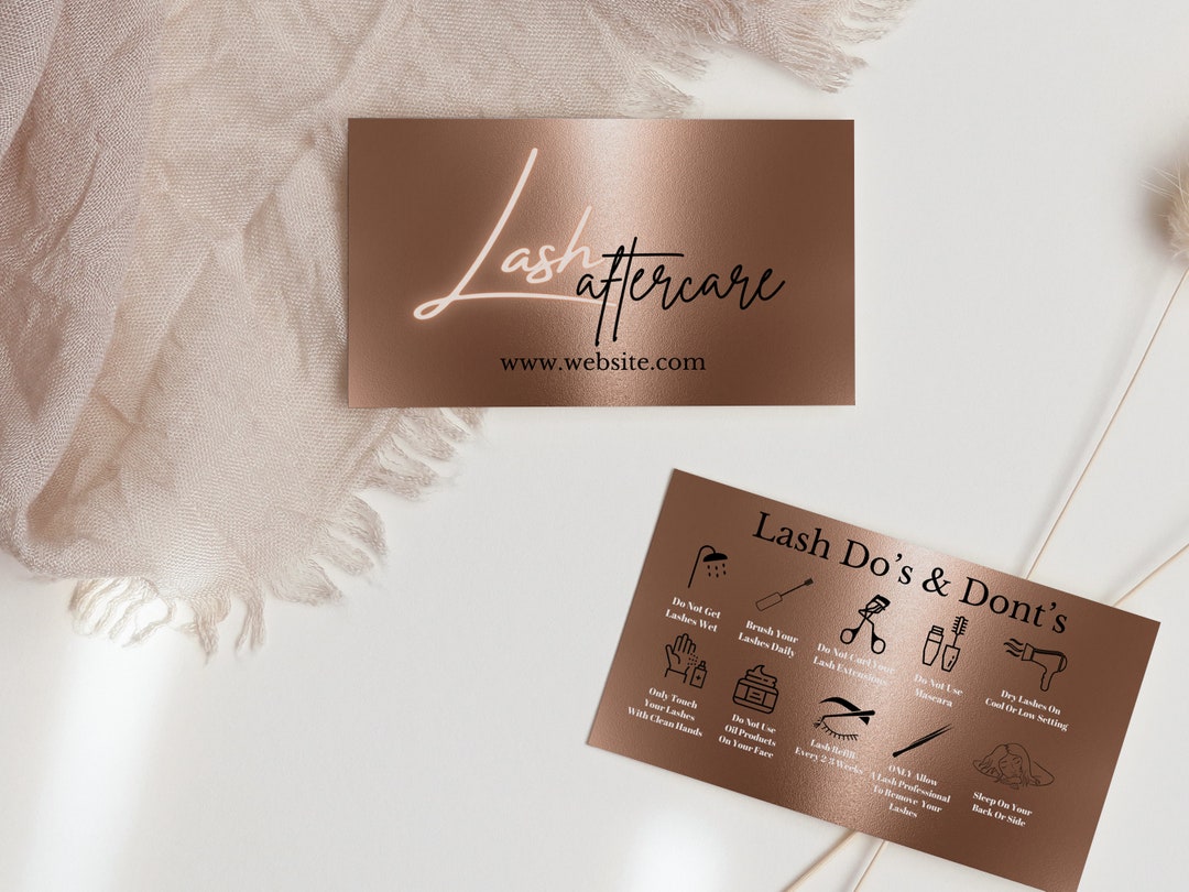 Editable DIY Lash Aftercare Card Canva Template- Lash Business Card ...