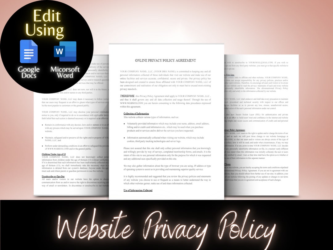 Website Privacy Policy Template: Instant Download (.docx) - Etsy