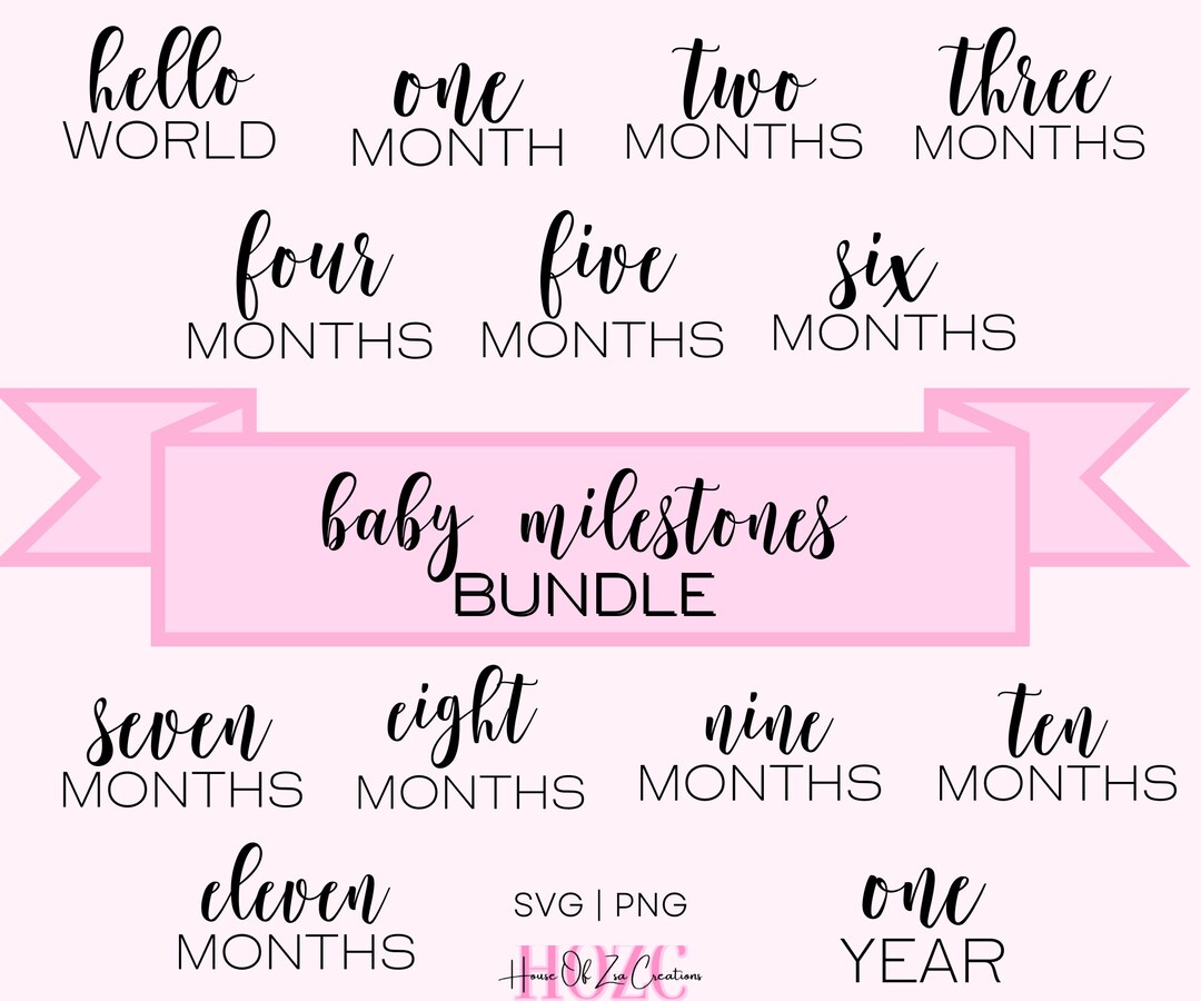 13 Baby Milestone SVG & PNG Bundle | PNG | Baby Gift | Baby Milestone ...
