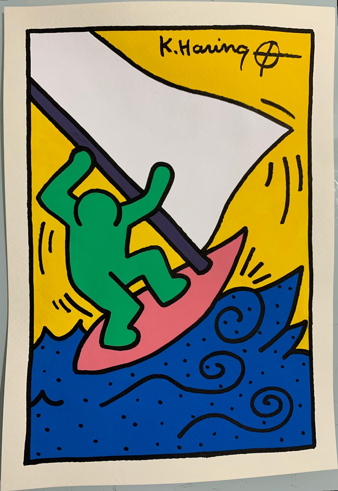 Keith Haring Illustration Drawing. Watercolor on Paper. Pop Art, Street ...