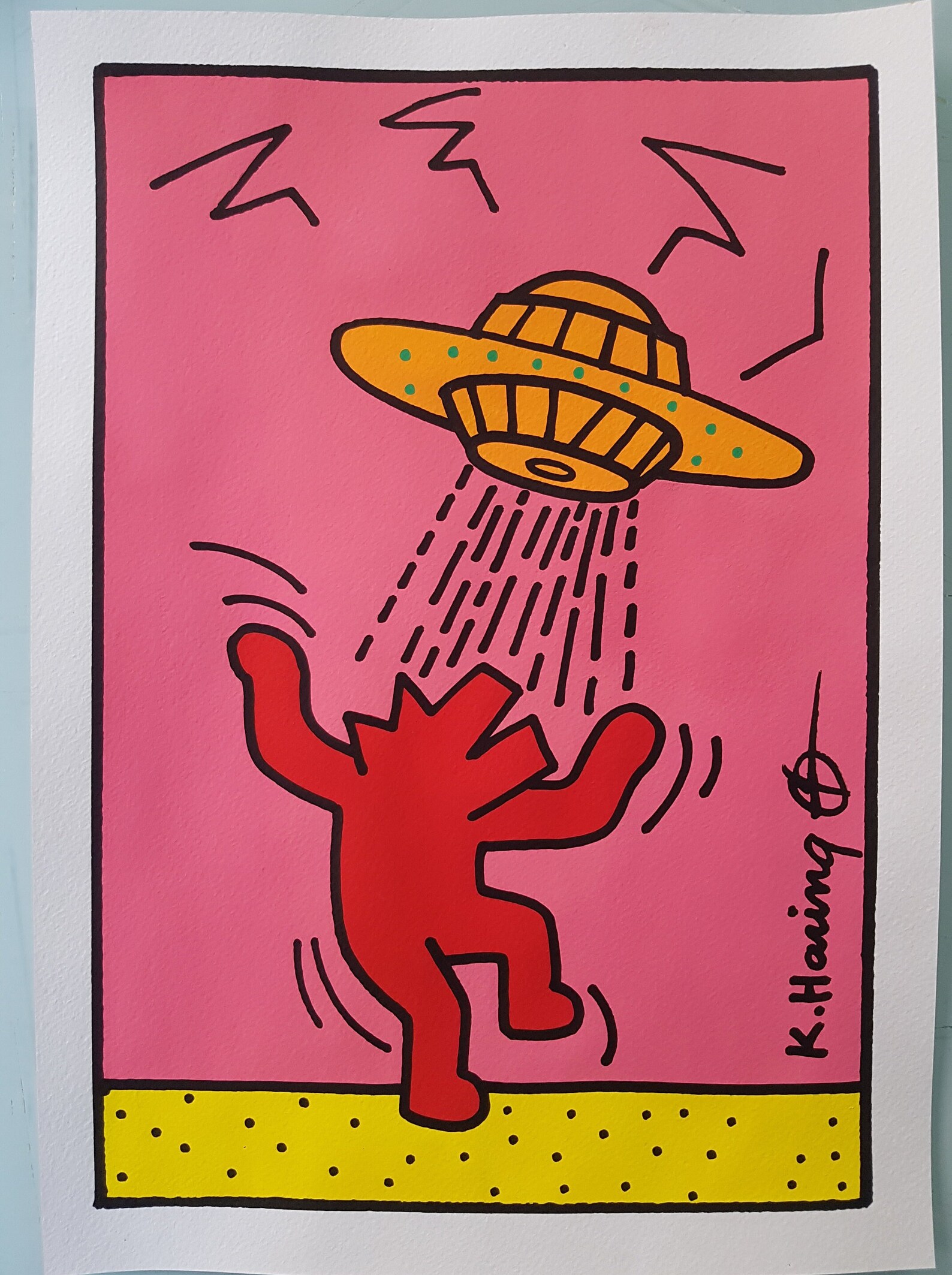 Keith Haring Drawing. Watercolor on Paper. Pop Art. Handmade. Vintage ...