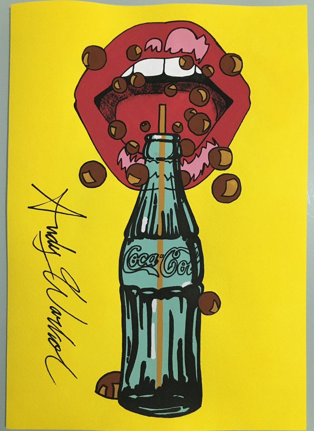 Andy Warhol. Coca-cola. Watercolor on Paper. Pop Art. Handmade. Vintage ...