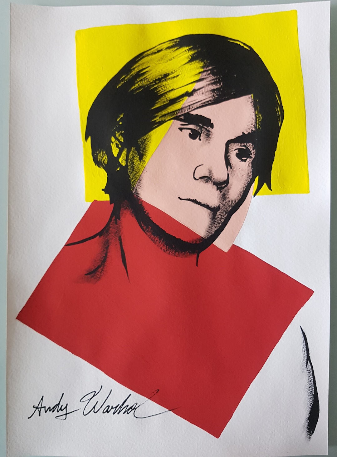 Andy Warhol. Andy Portrait. Watercolor on Paper. Pop Art. Handmade ...