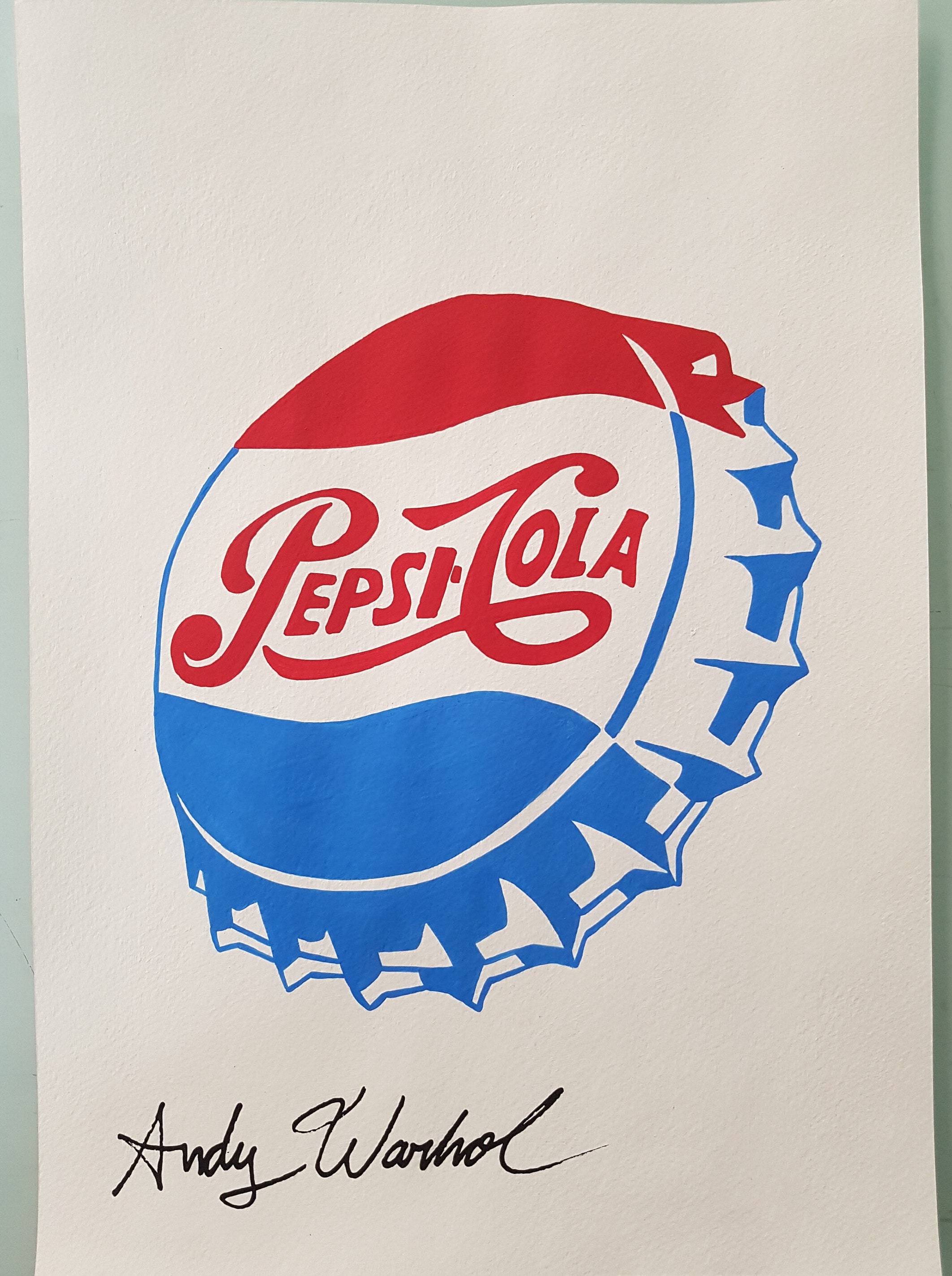 Andy Warhol. Pepsi Cola. Watercolor on Paper. Pop Art. Handmade ...
