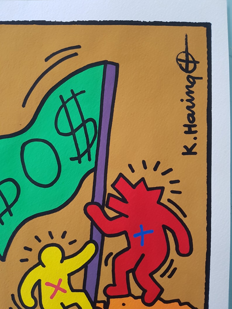Keith Haring Drawing. Watercolor on Paper. Pop Art. Handmade. Vintage ...