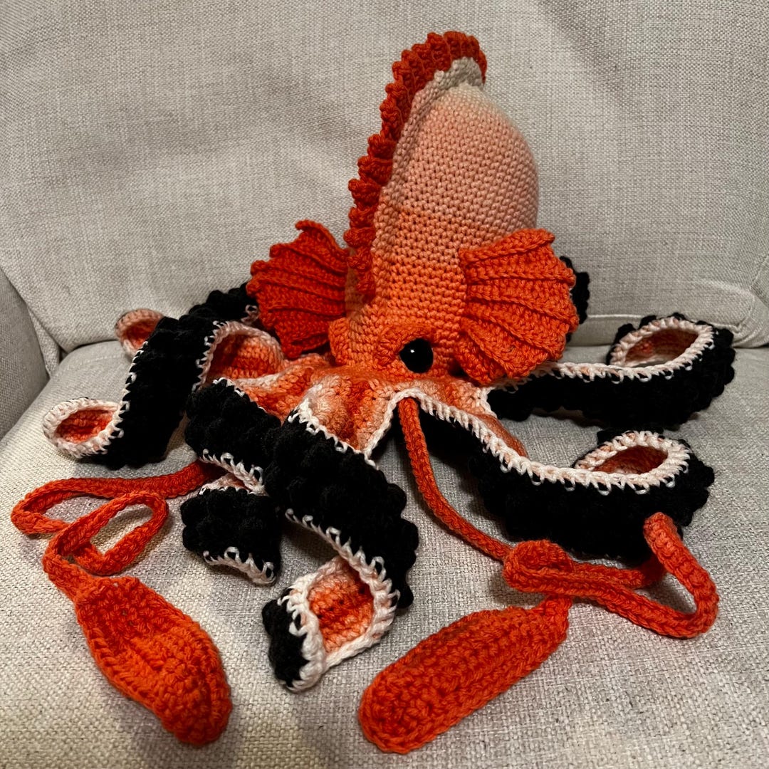 Handmade Crochet Kraken - Orange/pink/peach Ombré - Etsy