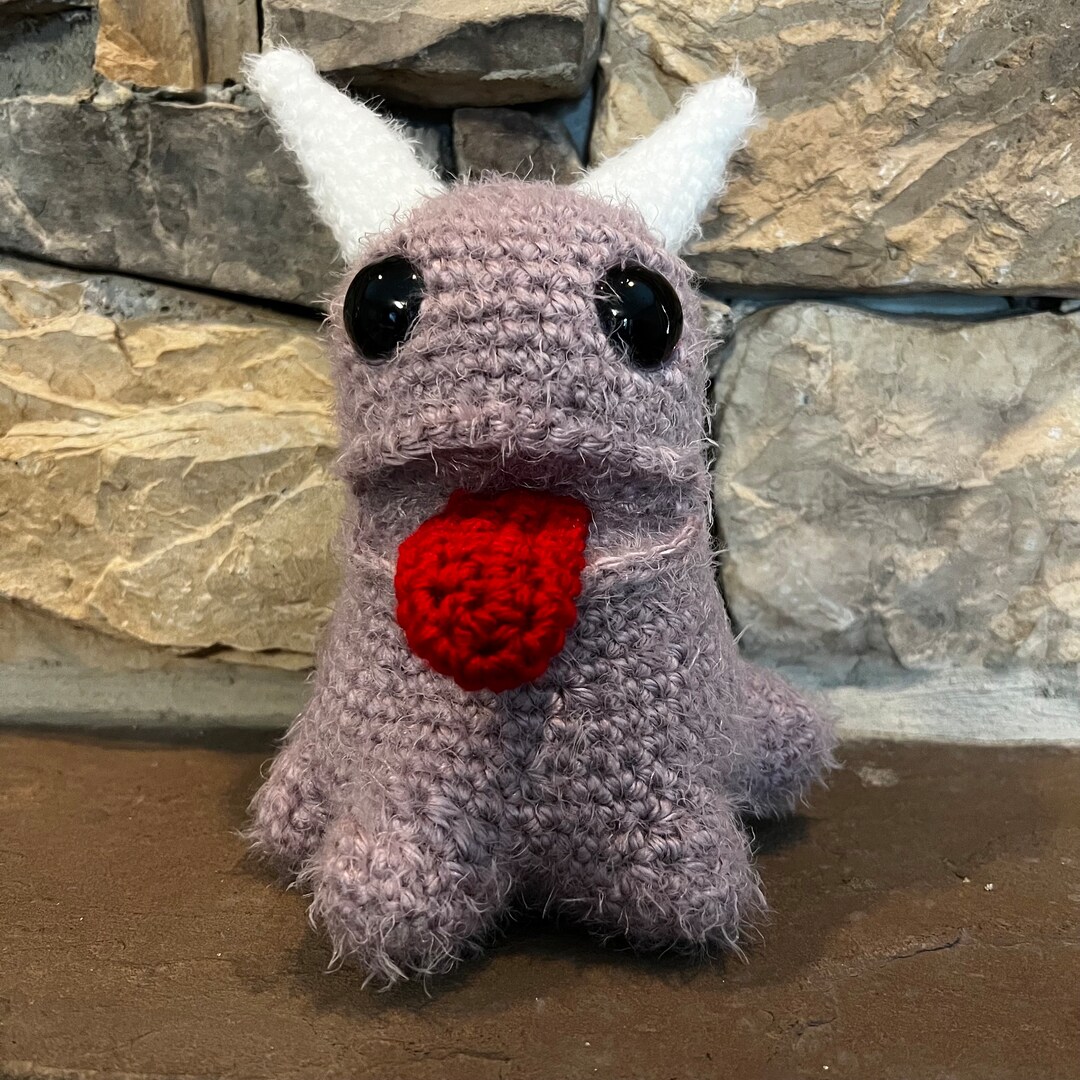 Friendly Furry Monster Crochet Plushie - Dusky Rose, 10" Tall - Etsy