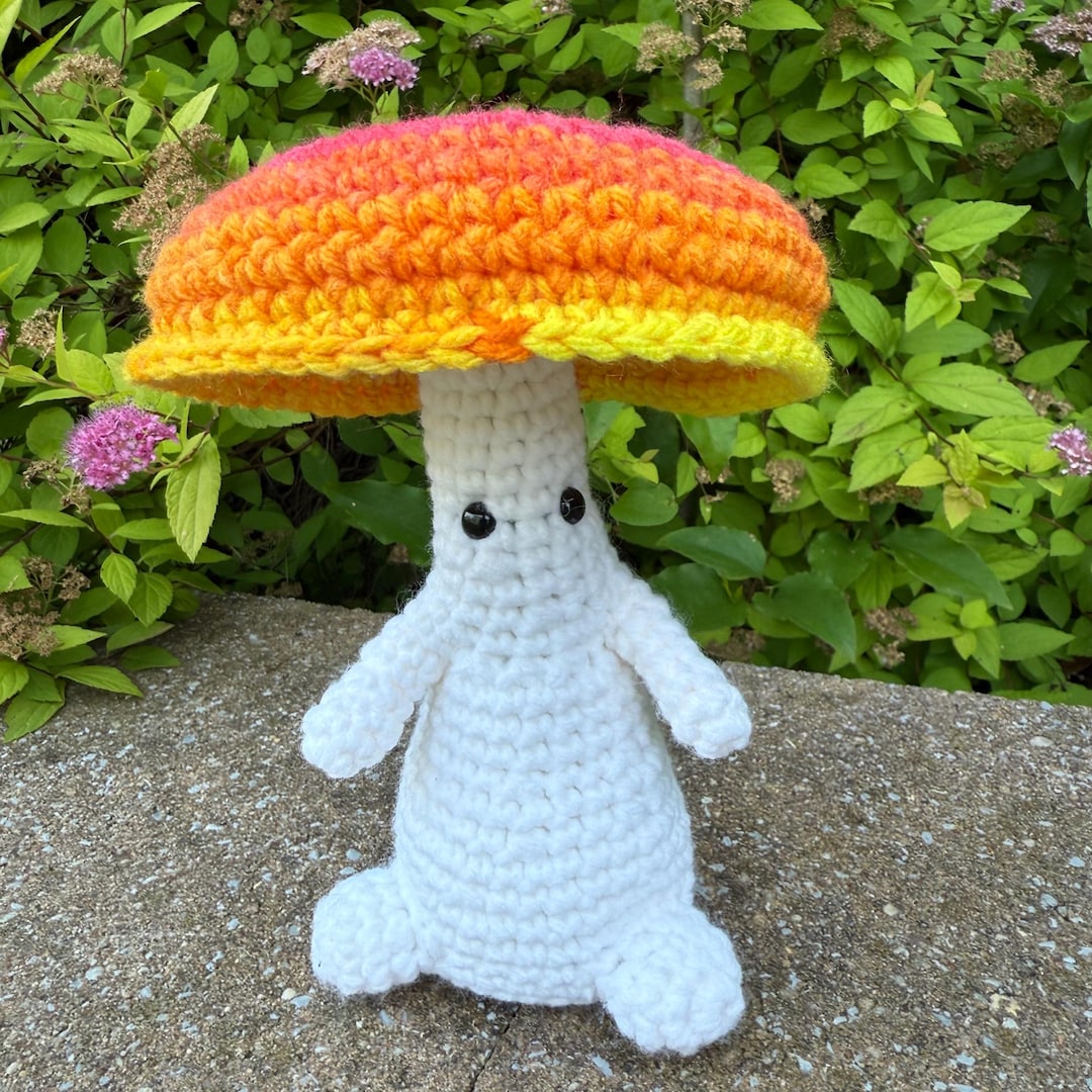 Whimsical Crochet Mushroom Sprite With Multicolored Flame Cap - Etsy
