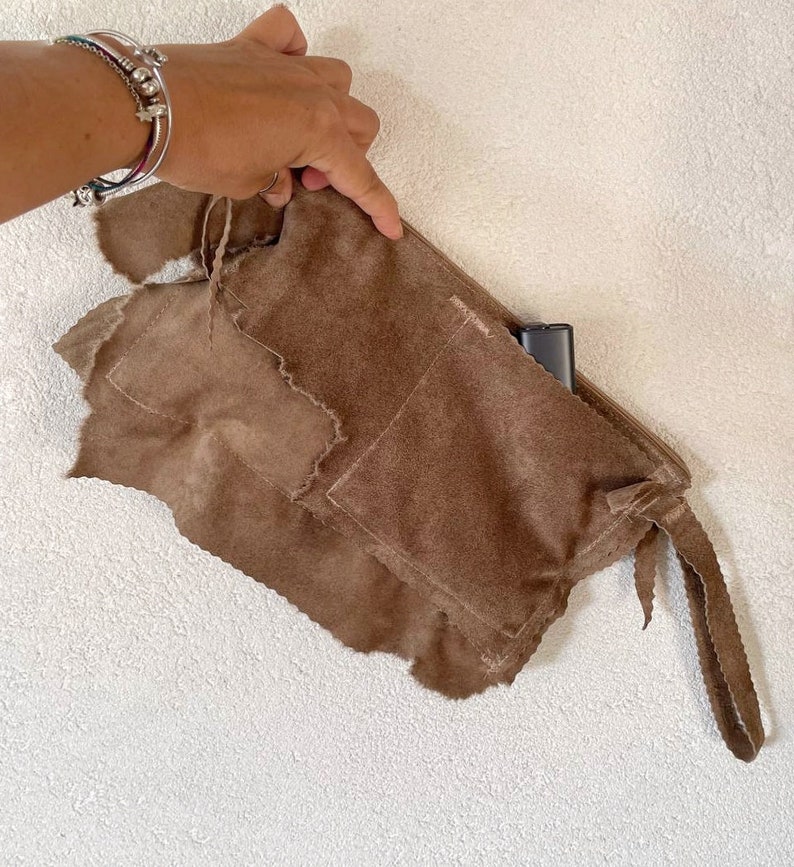 Cowgirl Style Handbag in Taupe Suede Split Leather With - Etsy