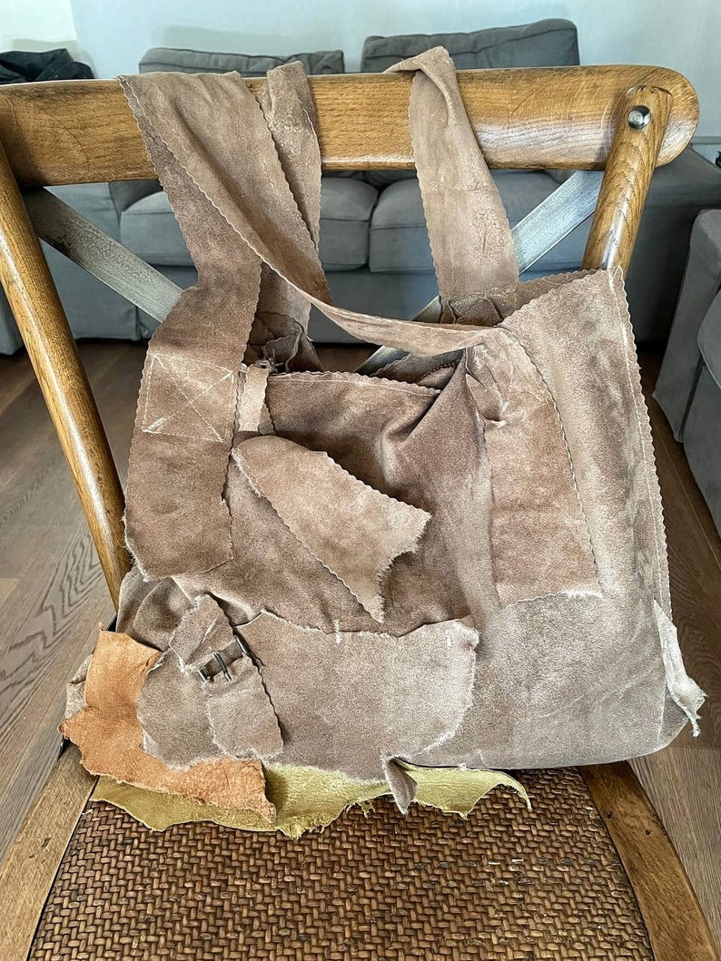 Cowgirl Style Handbag in Taupe Suede Split Leather With - Etsy