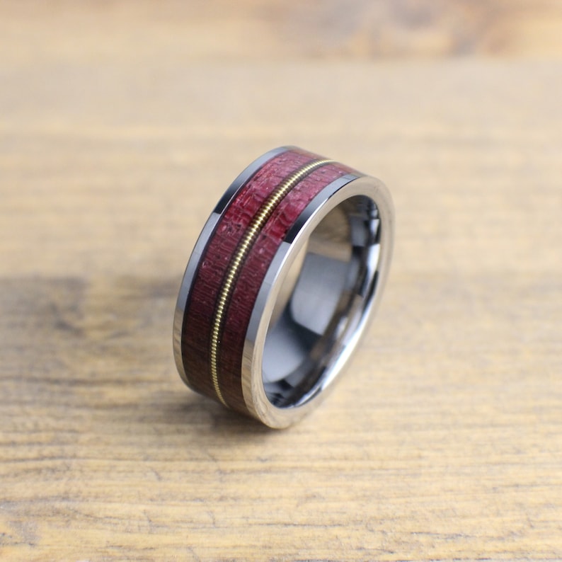Purple Heart Guitar String Wedding Band, Purple Ring, Guitar String ...