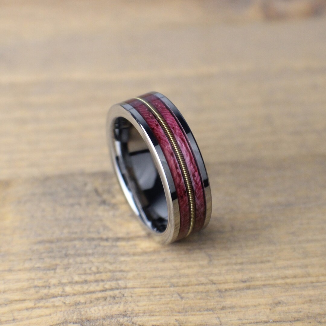 Purple Heart Guitar String Wedding Band, Purple Ring, Guitar String ...
