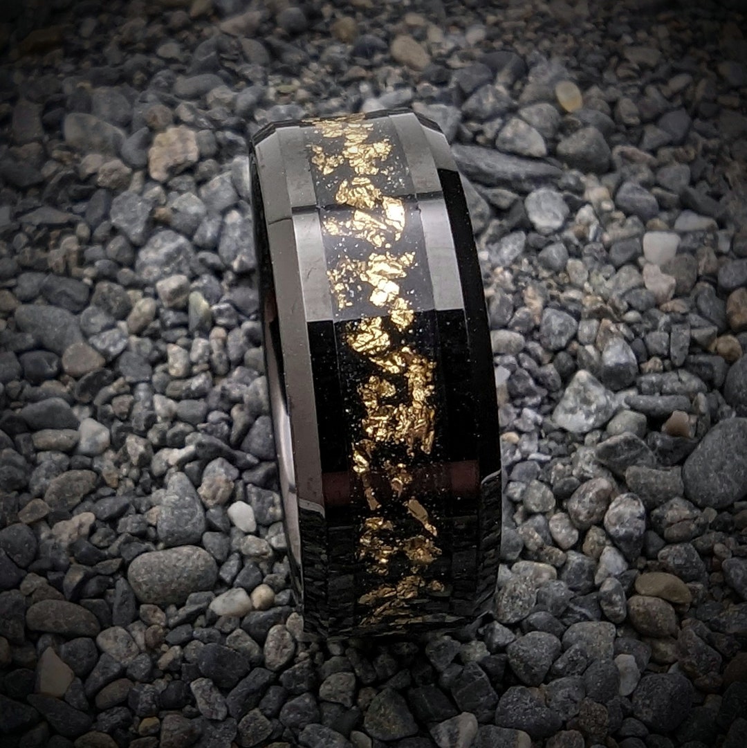 Gold Leaf Wedding Band, Men's Wedding Ring, Gold Leaf Ring - Etsy