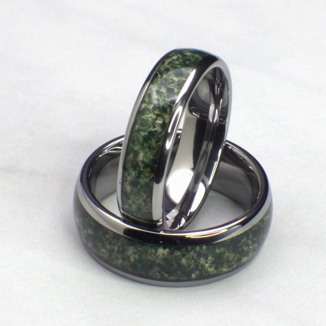 Moss Agate Ring, Wedding Bands With Moss Agate, Moss Agate Rings - Etsy