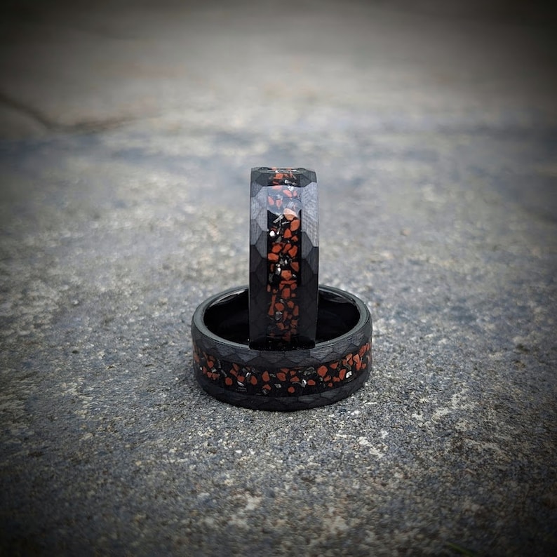 Dinosaur Bone and Meteorite Wedding Ring Meteorite Ring - Etsy