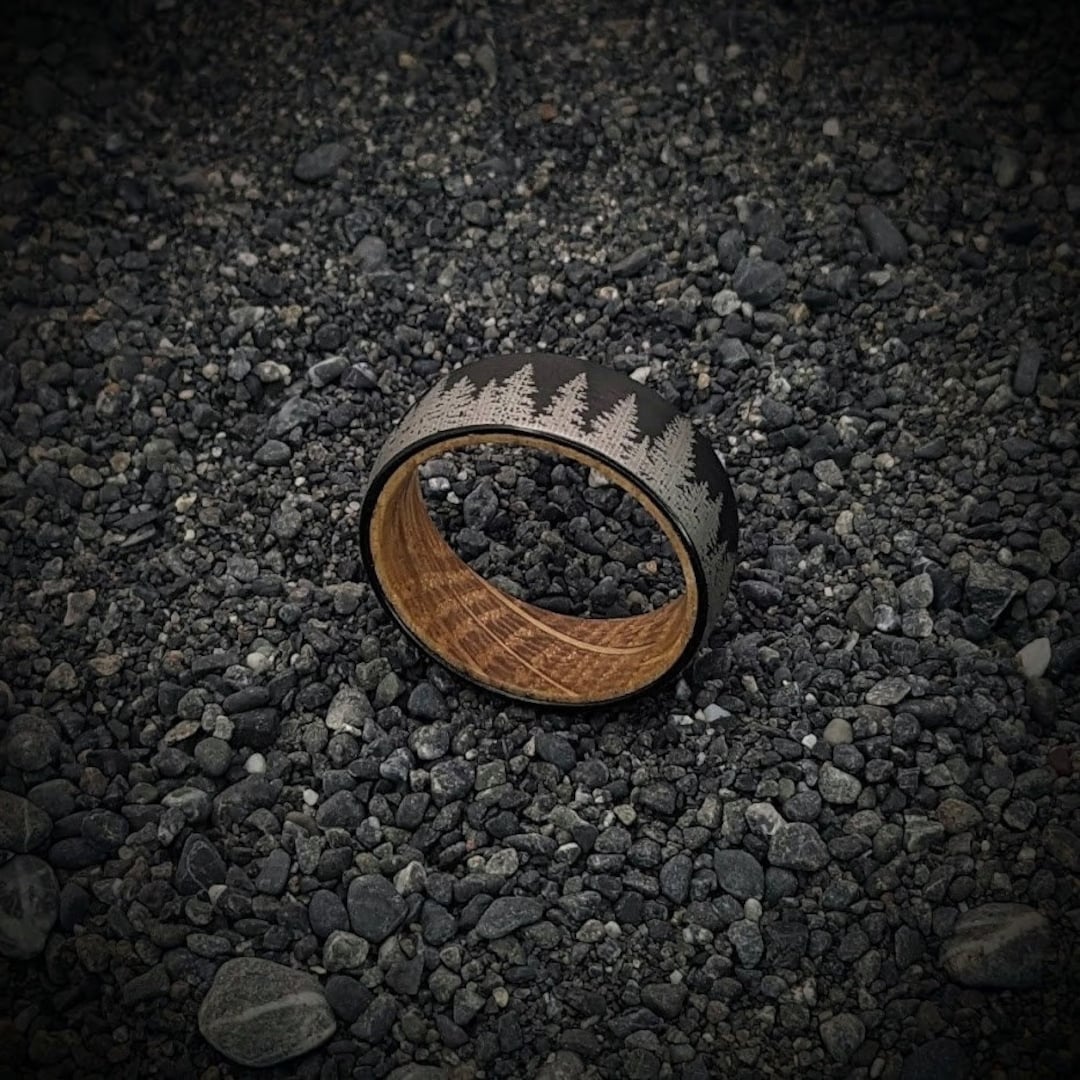 Tree Ring, Whiskey Barrel Ring, Forest Ring, Engraved Tree Ring - Etsy