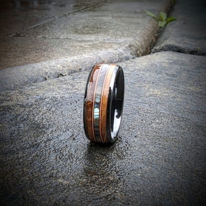 Abalone Shell Ring With Whiskey Barrel and Guitar String, Whiskey ...