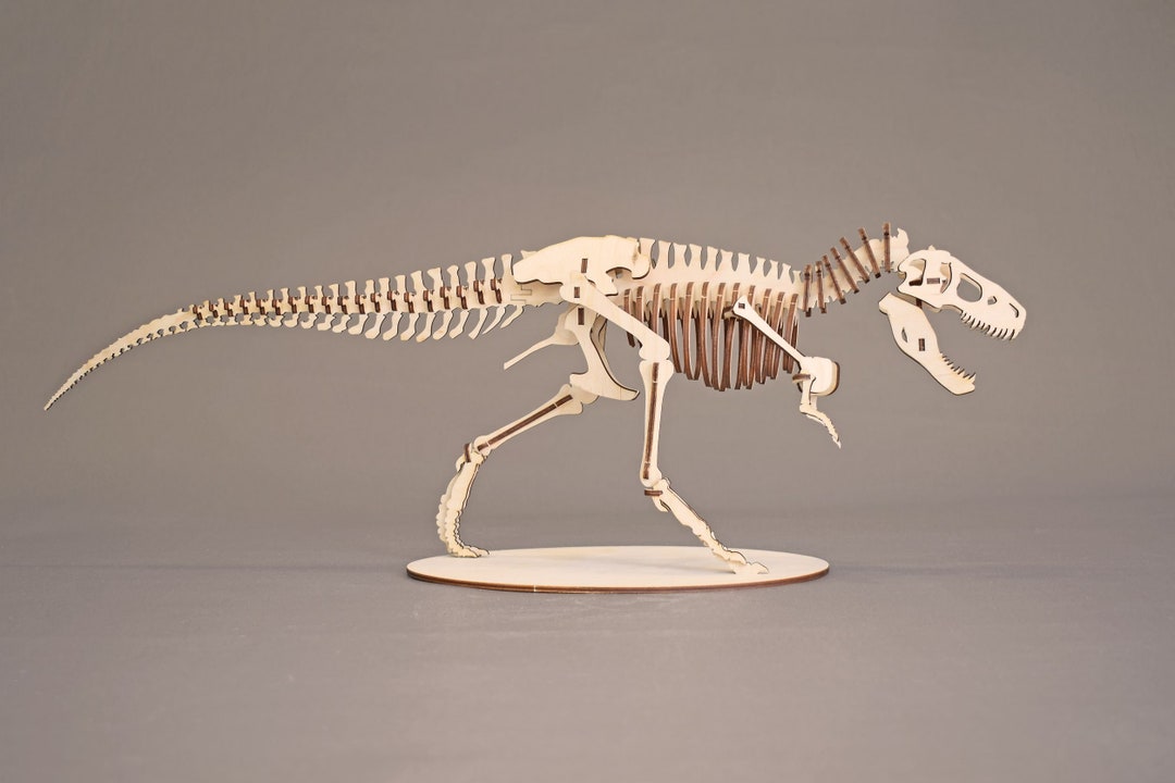 T-rex Skeleton Dinosaur 3D Puzzle Laser Cut Wooden Detailed Realistic ...