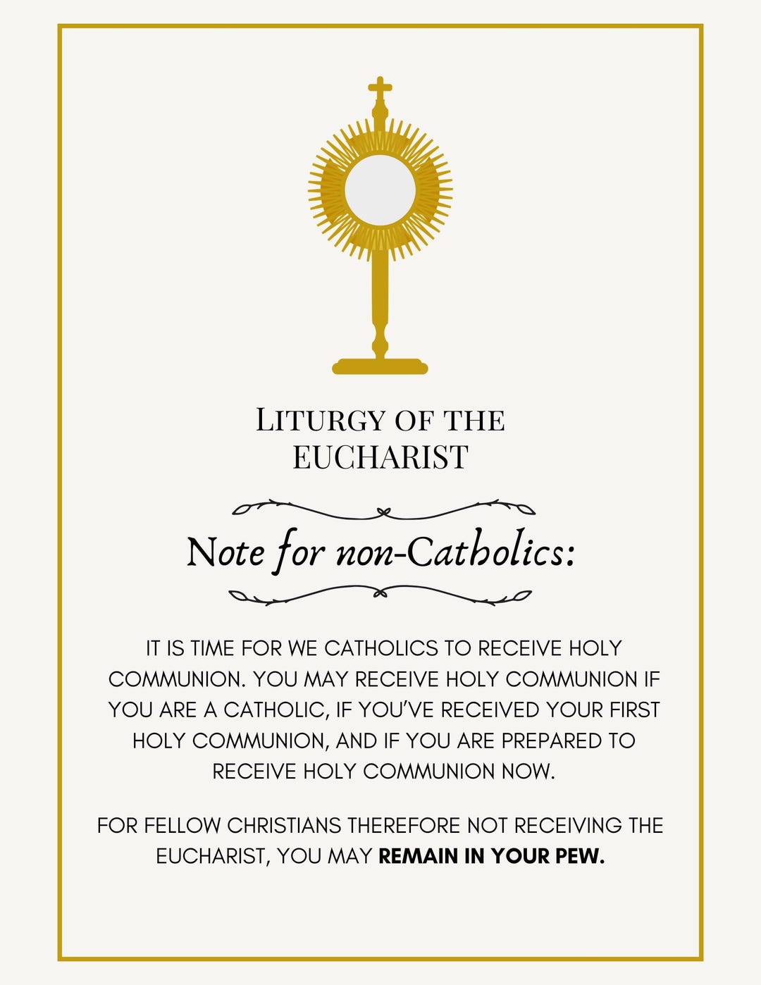 Catholic Wedding Mass Eucharist Program Note for Non-catholics - Etsy